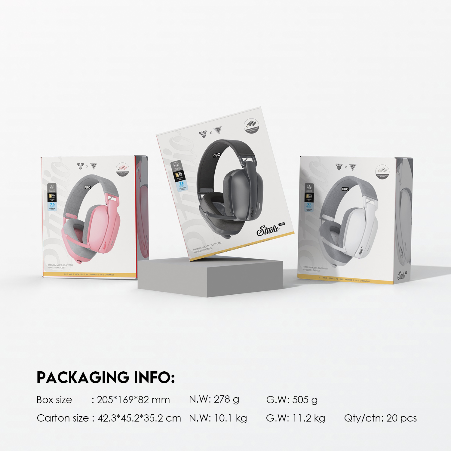 Fantech Studio PRO WHG03 Wireless Headset - Pink - WHG03-PRO-PINK | Mwave