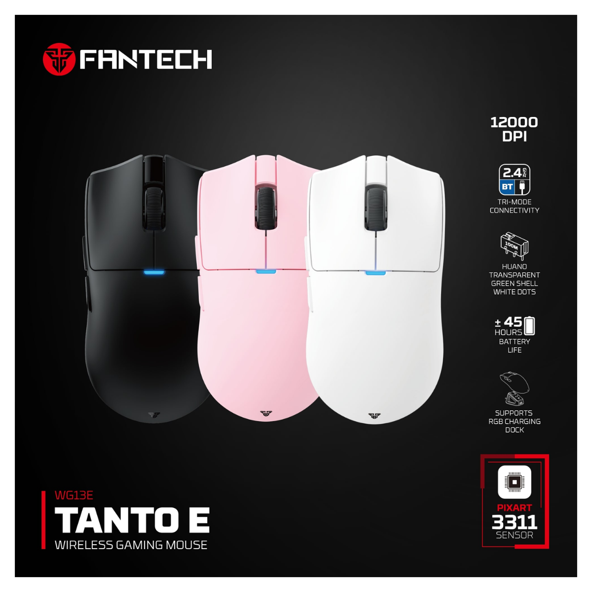 Fantech TANTO E WG13E Wireless Gaming Mouse - Black - MSFTWG13EBK | Mwave