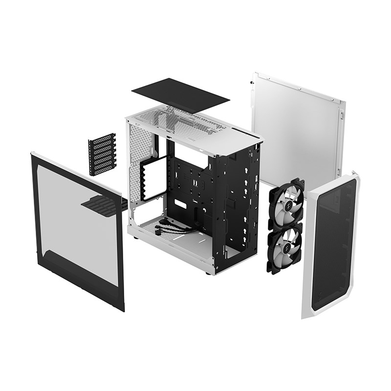 Fractal Design Focus 2 RGB Tempered Glass Mid-Tower ATX Case - White ...