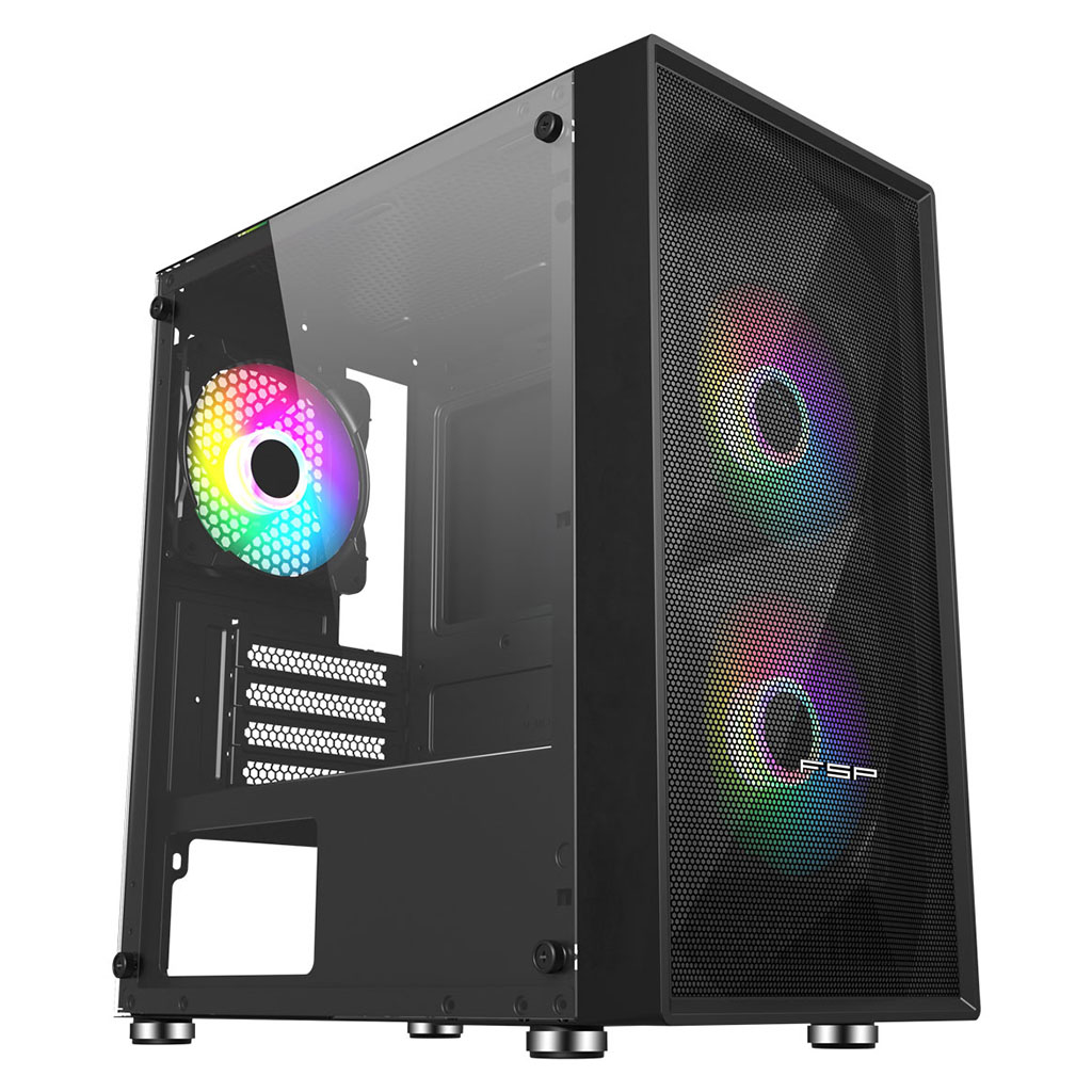 FSP CST130C ARGB Tempered Glass Mid-Tower Micro-ATX Case - Black ...