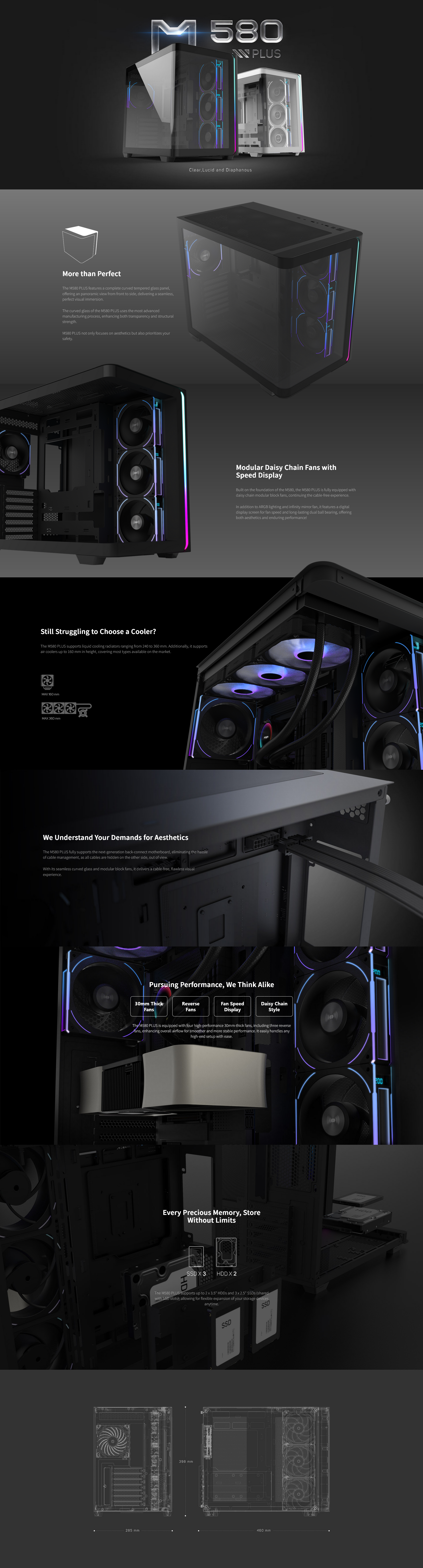 FSP M580 PLUS ARGB ATX Mid-Tower Case - White - M580-WP | Mwave
