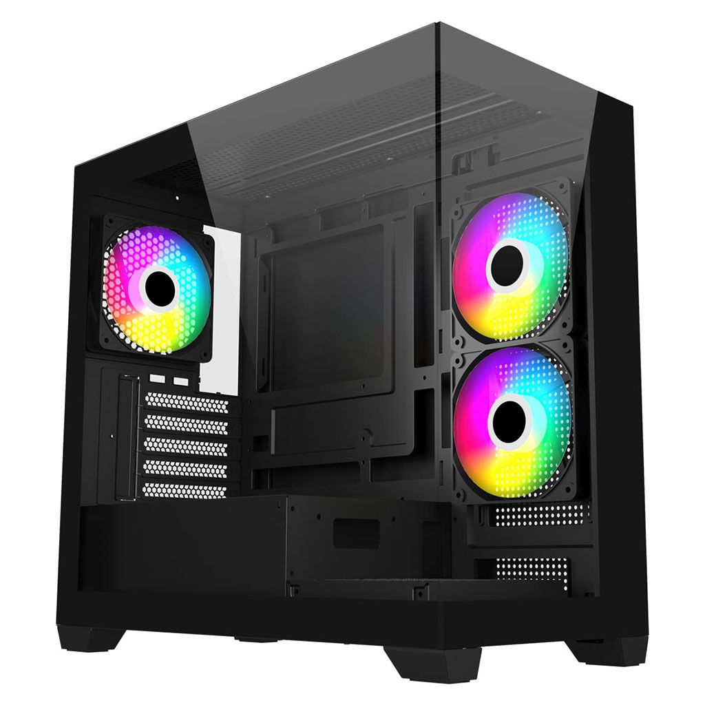 FSP S340 ARGB Tempered Glass Mid-Tower Micro-ATX Case - Black - S340-BA ...