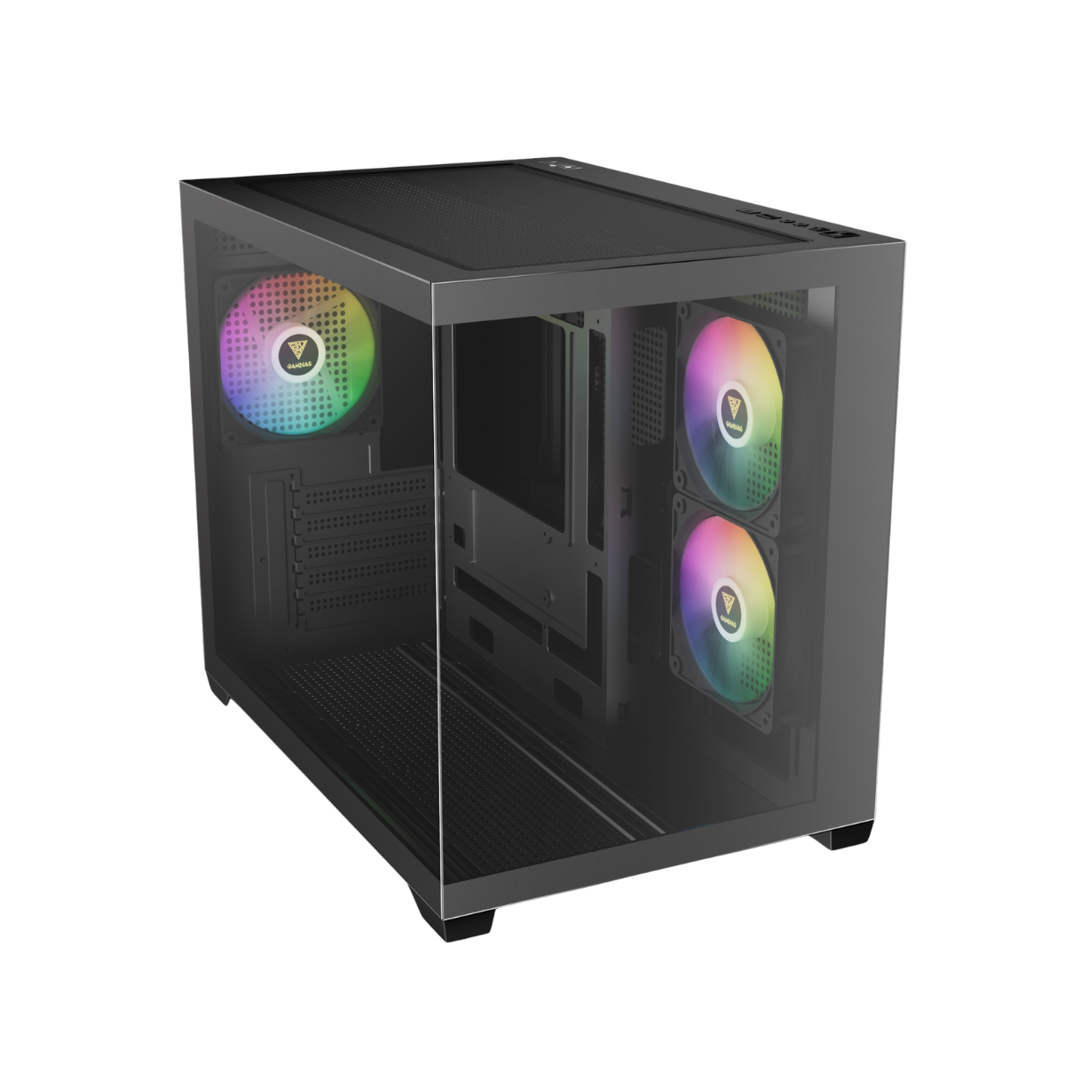 Gamdias AURA GC10M V2 Tempered Glass Panel M-ATX PC Case w/ 3 ARGB Fans - Black ...