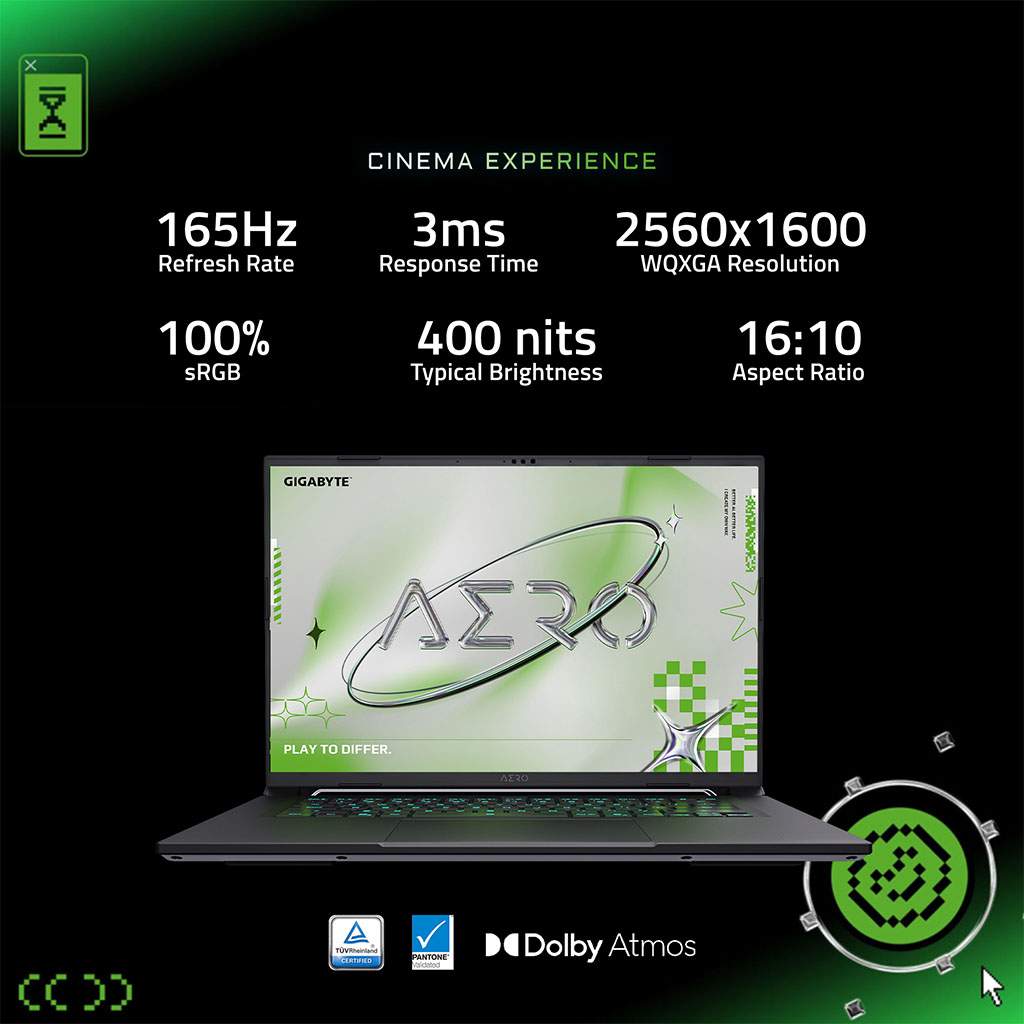 Gigabyte AERO X16 16" 165Hz WQXGA Copilot+ PC Laptop Ryzen AI 7 350 ...