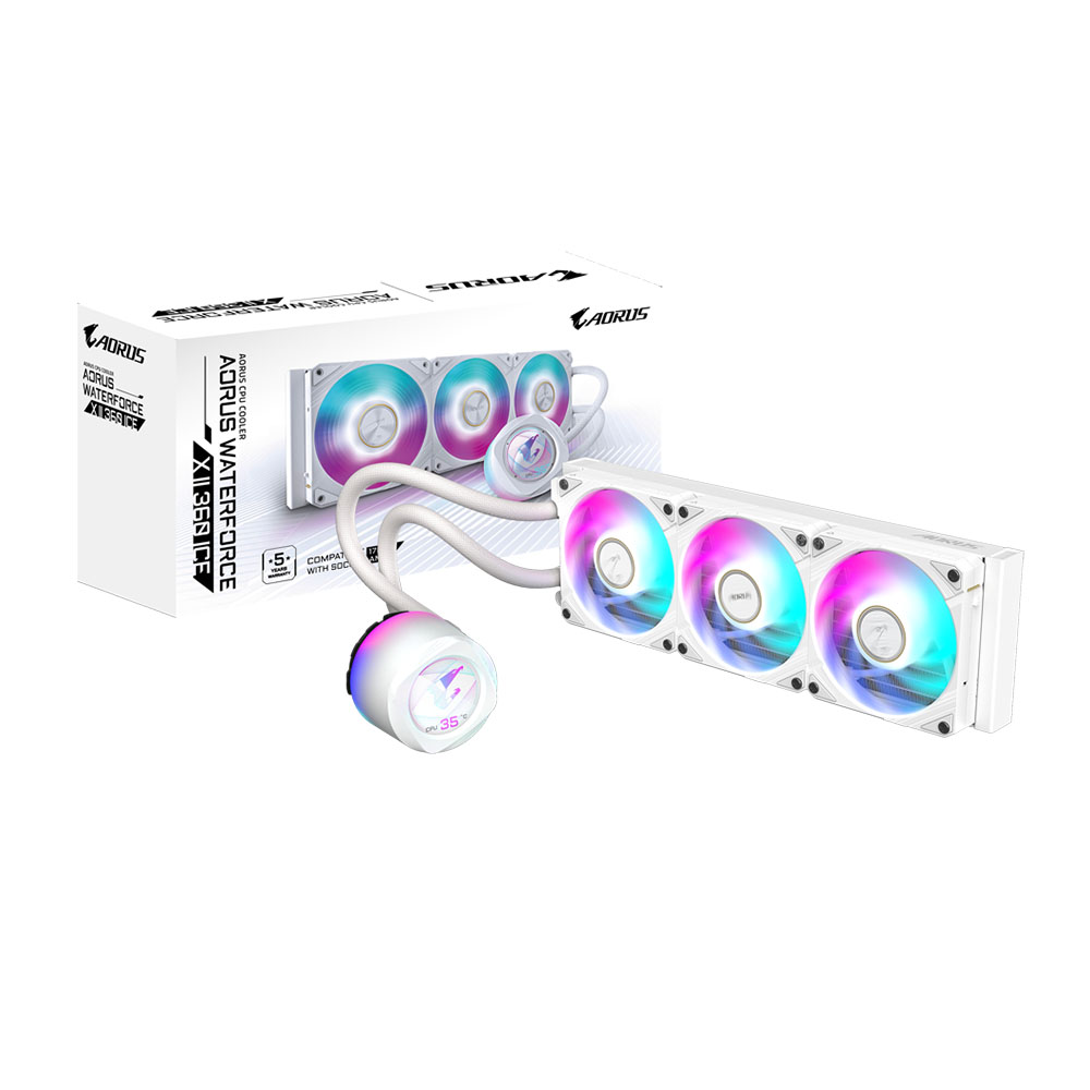 Gigabyte AORUS WATERFORCE X II 360 ICE AIO 360mm ARGB LCD Liquid CPU Cooler - AORUS WATERFORCE X ...