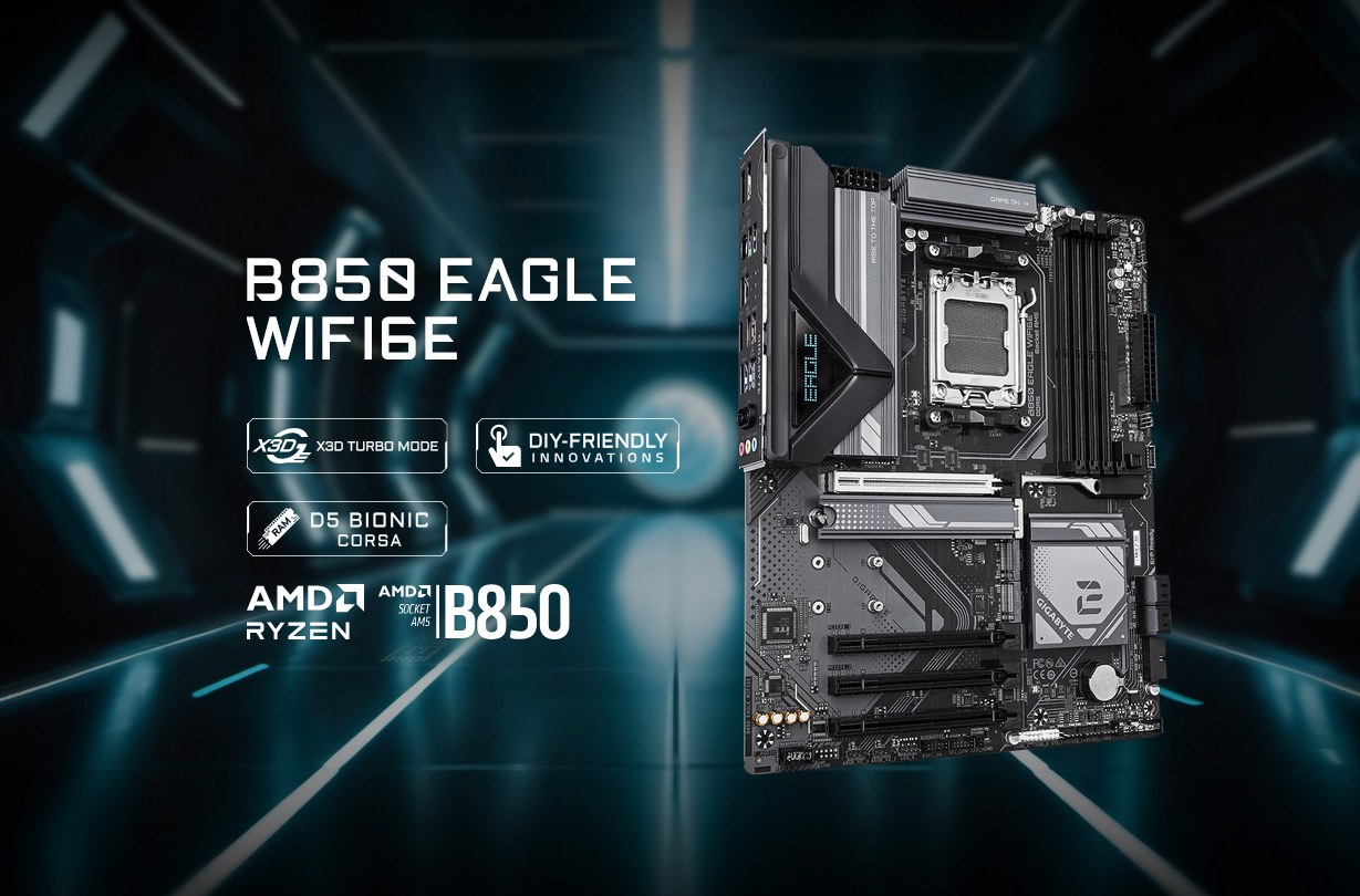 Gigabyte B850 EAGLE WIFI 6E AM5 ATX Motherboard DDR5 - PCC COMPUTERS