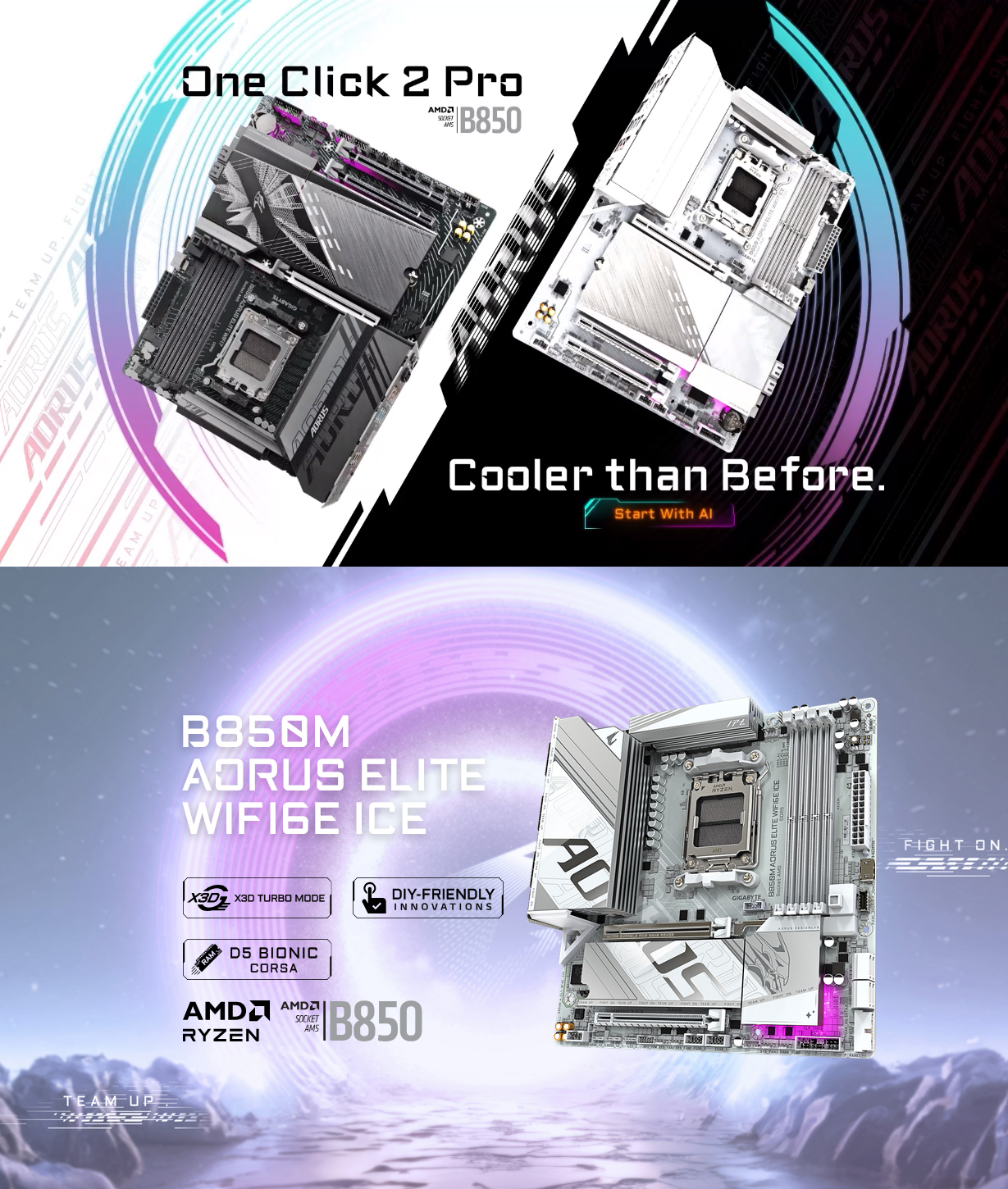 Gigabyte B850M AORUS ELITE WIFI 6E ICE AM5 Micro-ATX Motherboard - B850M AORUS ELITE WIFI6E ICE ...