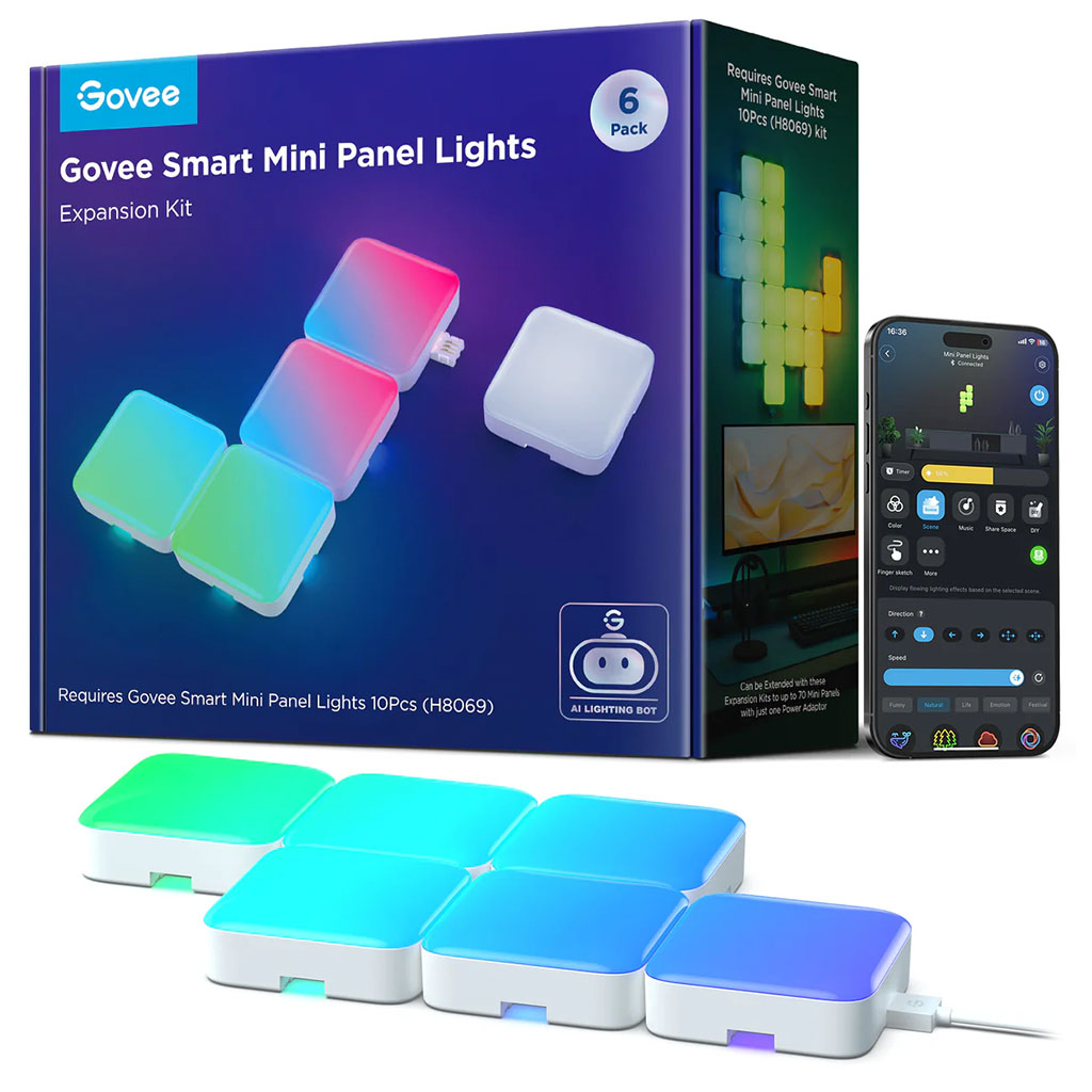 Govee Mini Panel Lights Expansion Pack - 6 Pack - A6069E03 | Mwave