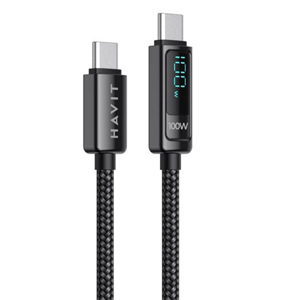 Havit PD100W USB-C to USB-C Fast Charging Cable LED Display 2 Metres ...
