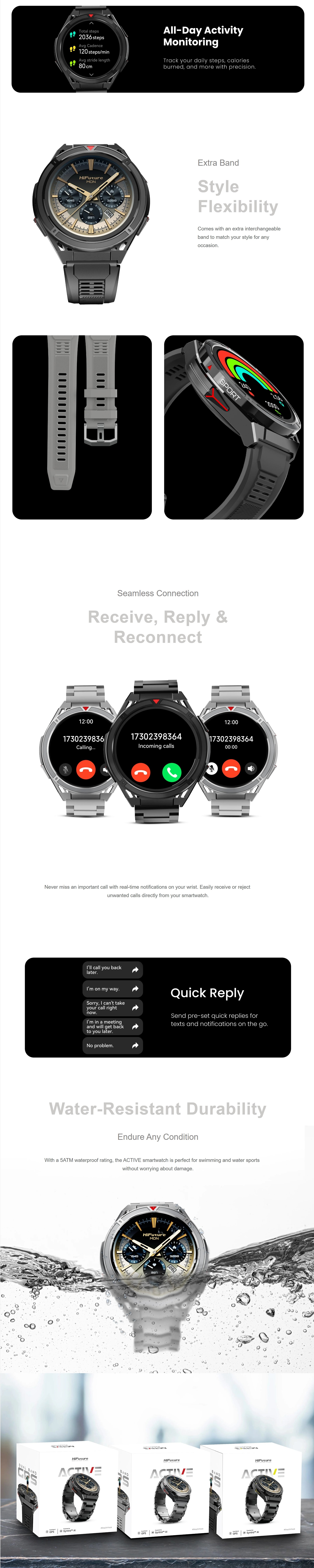 HiFuture ACTIVE GPS Smart Watch - Black Red - ACTIVE-BLACKRED | Mwave