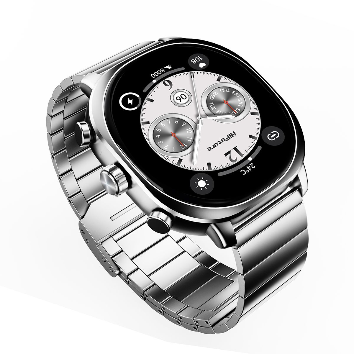 HiFuture AIX AMOLED Stainless Steel Smart Watch - Titanium Silver - AIX ...