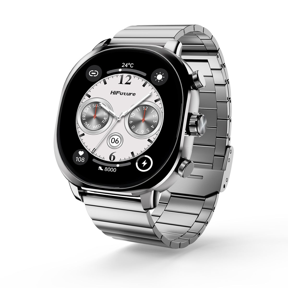 HiFuture AIX AMOLED Stainless Steel Smart Watch - Titanium Silver - AIX ...