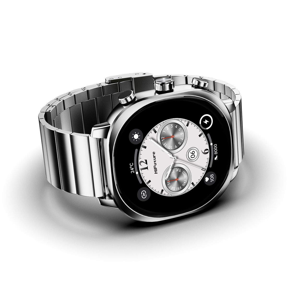 HiFuture AIX AMOLED Stainless Steel Smart Watch - Titanium Silver - AIX ...