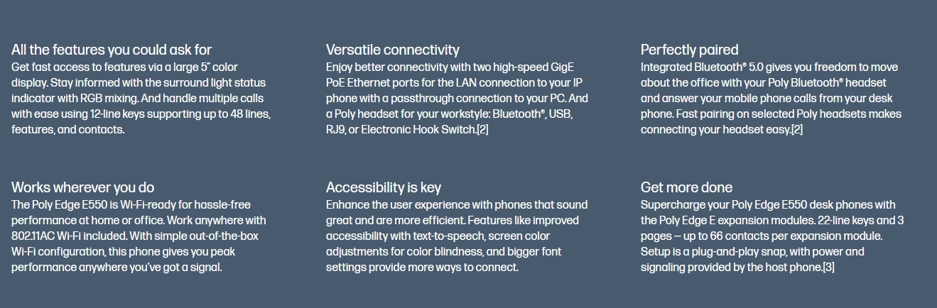 HP Poly Edge E550 IP Phone - PoE-enabled - 82M91AA | Mwave