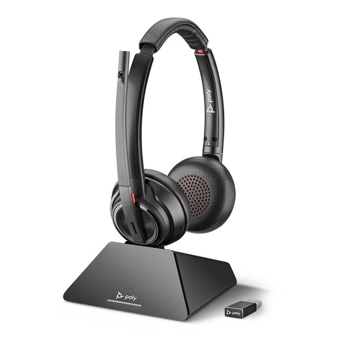 HP Poly Savi 8220 UC Office Wireless Stereo DECT Headset w/ D400 USB-A ...