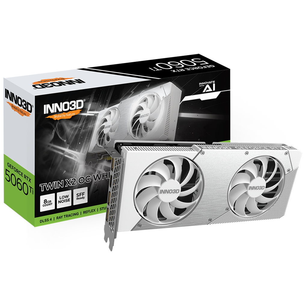 Inno3D GeForce RTX 5060 Ti TWIN X2 OC 8GB Video Card - White - N506T2-08D7X-193075W | Mwave