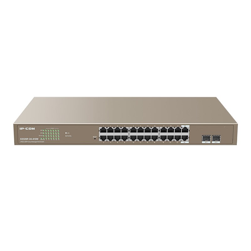IP-COM G3326P-24-410W 24-Port Gigabit PoE Cloud Managed Switch with 2x ...