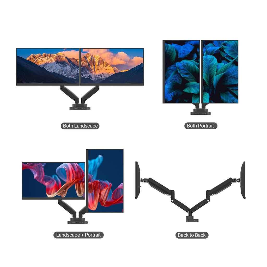 J5Create Ergonomic Dual Monitor Mount with Built-In Dock - Up to 32 ...