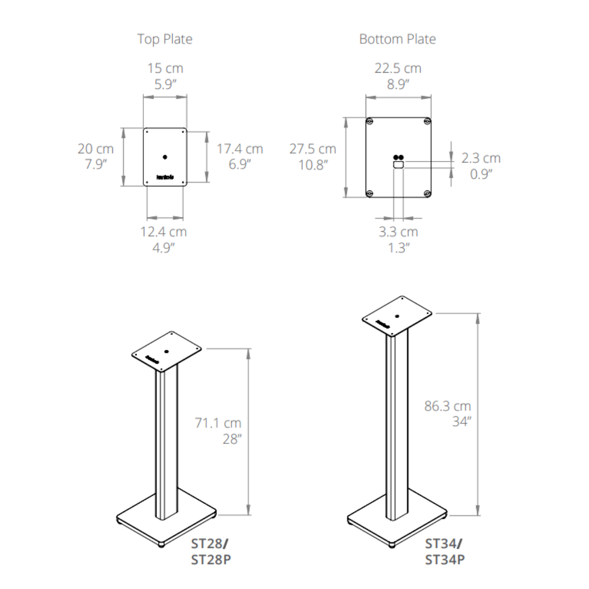 Kanto ST34 34" Universal Bookshelf Speaker Floor Stand - Black - KO-ST34 | Mwave