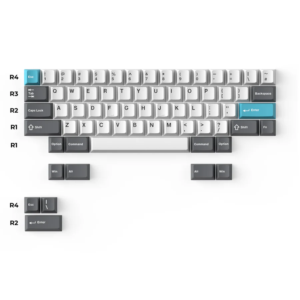 Keychron Cherry Profile Double-shot PBT Keycaps Set - Grey, White ...