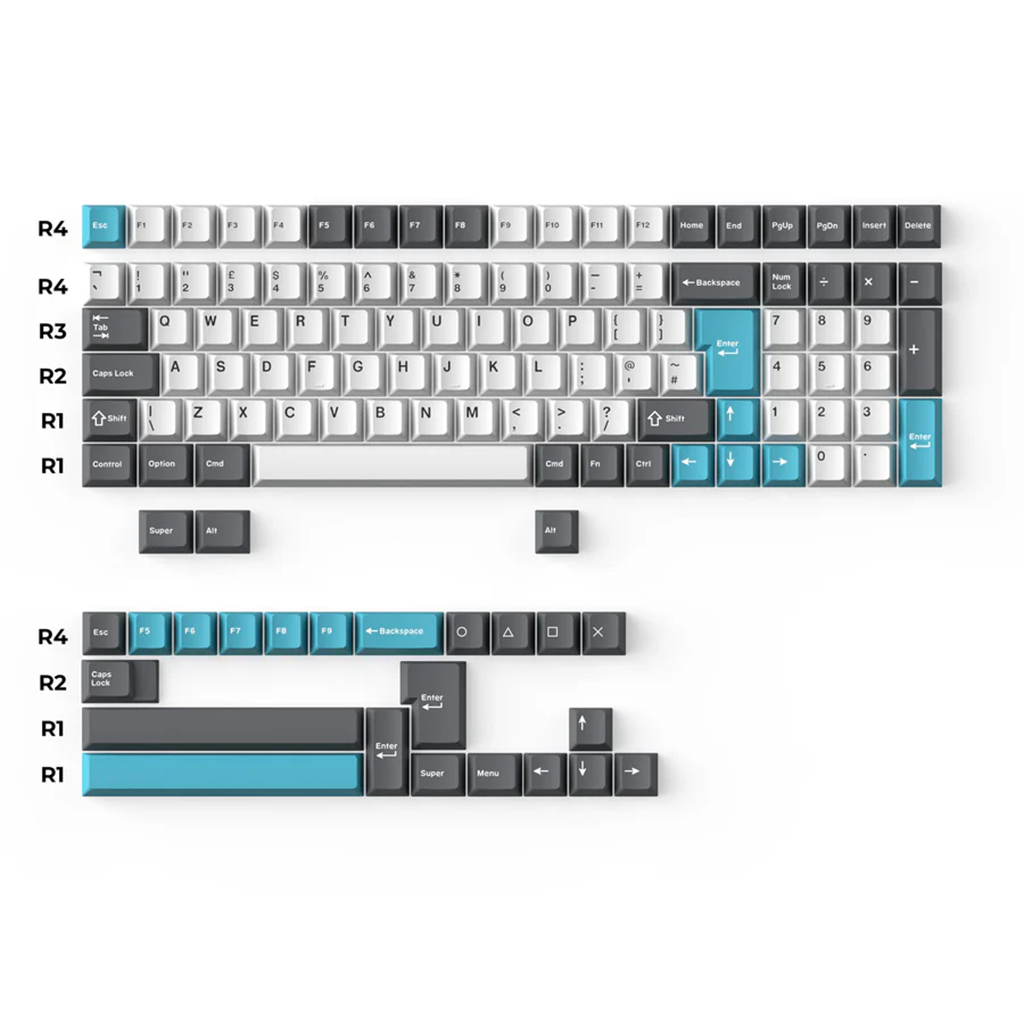 Keychron Cherry Profile Double-shot PBT Keycaps Set - Grey, White ...
