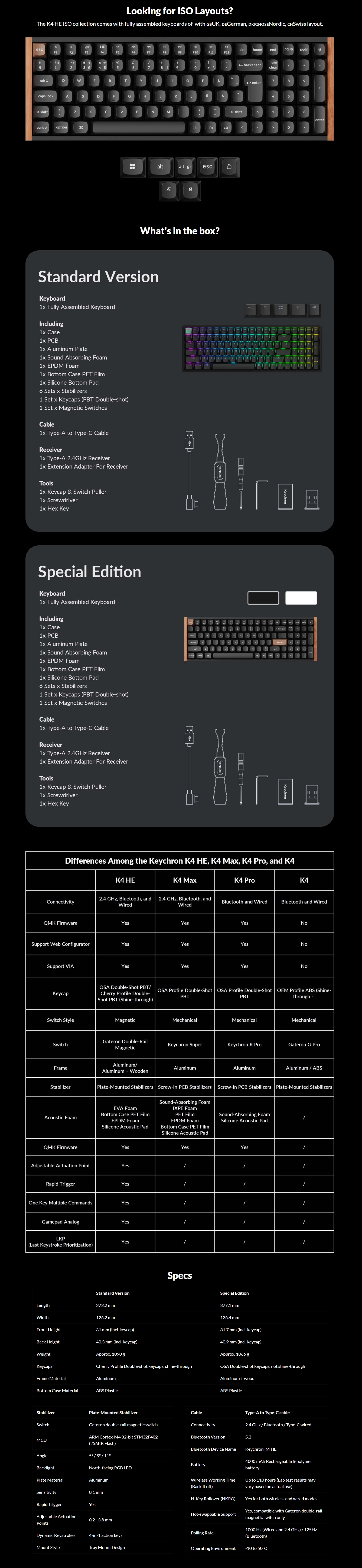 Keychron K4 HE Wireless Magnetic Switch Custom Keyboard - Gateron ...