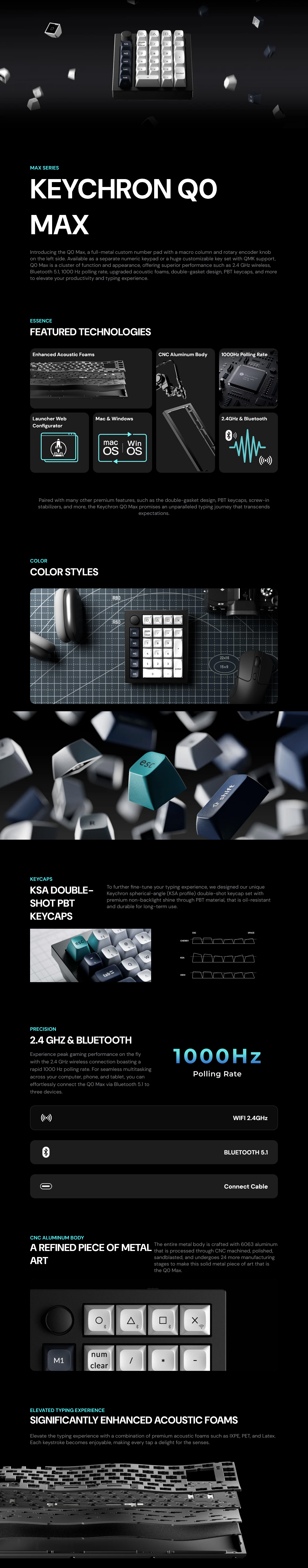 Keychron Q0 Max Hot-Swappable RGB Wireless Black Number Pad - Gateron ...