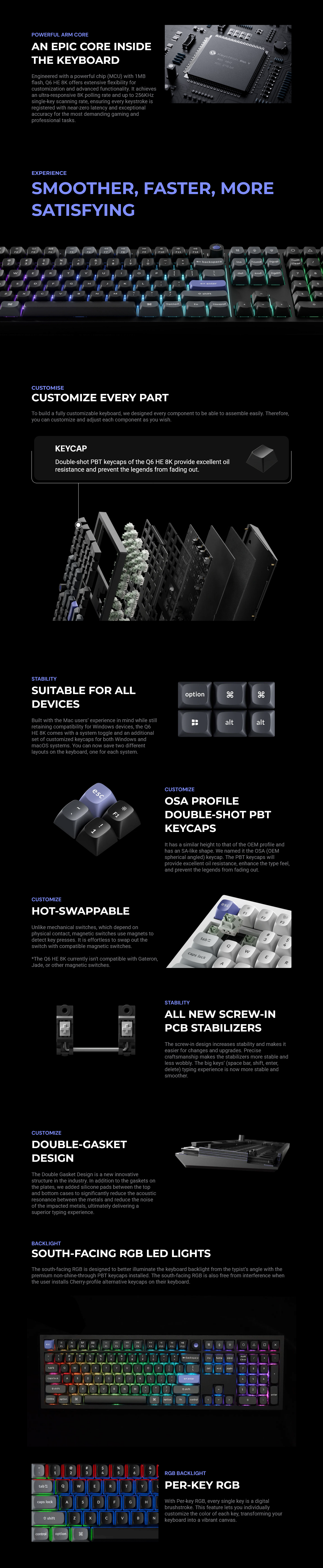 Keychron Q6 HE 8K Wired Black Gaming Keyboard - Ultra-Fast Lime ...