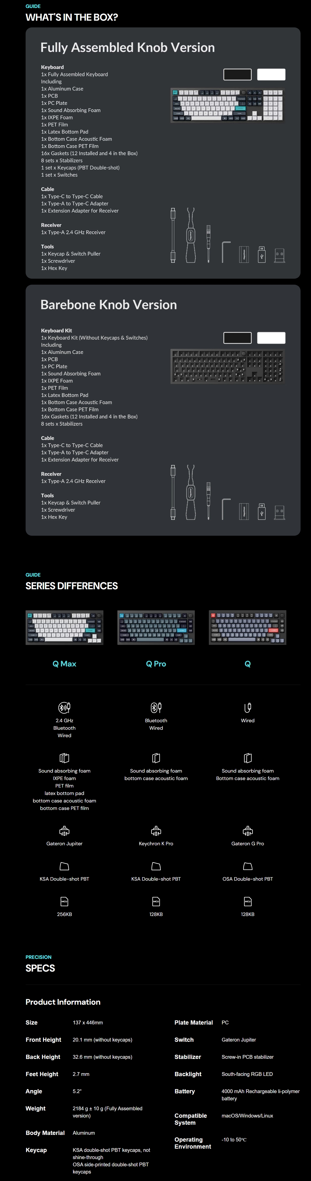 Keychron Q6 Max QMK/VIA Wireless Custom Mechanical Keyboard - Carbon ...