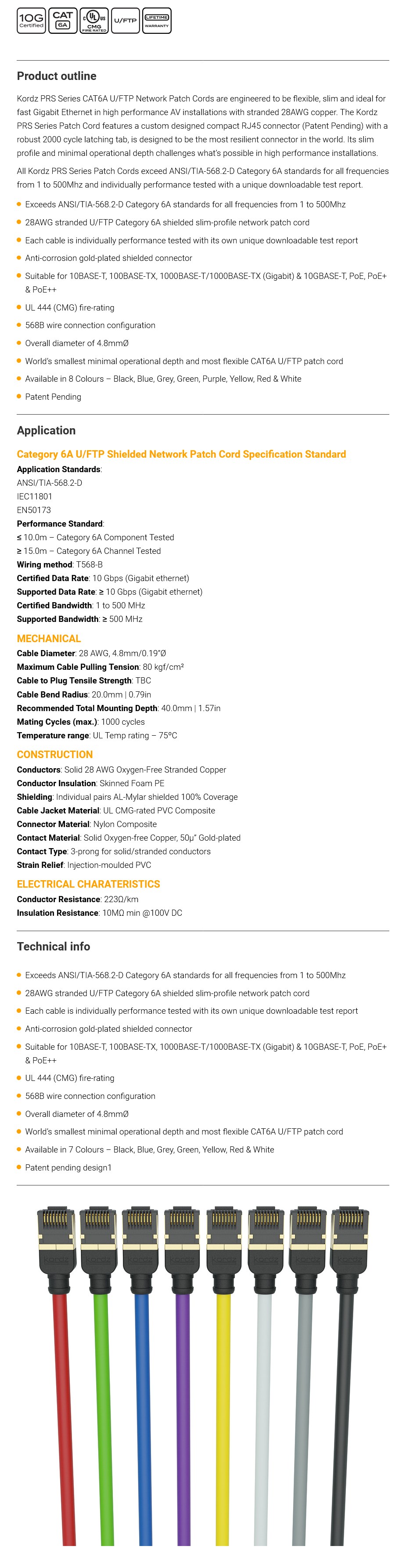 Kordz Professional Slim Profile CAT6A Network Patch Cord blue - 1.5m ...