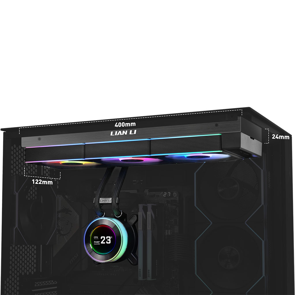 Lian Li HydroShift II LCD-C 360CL 360mm RGB AIO Liquid CPU Cooler - Black - GHS2LCD36RB | Mwave