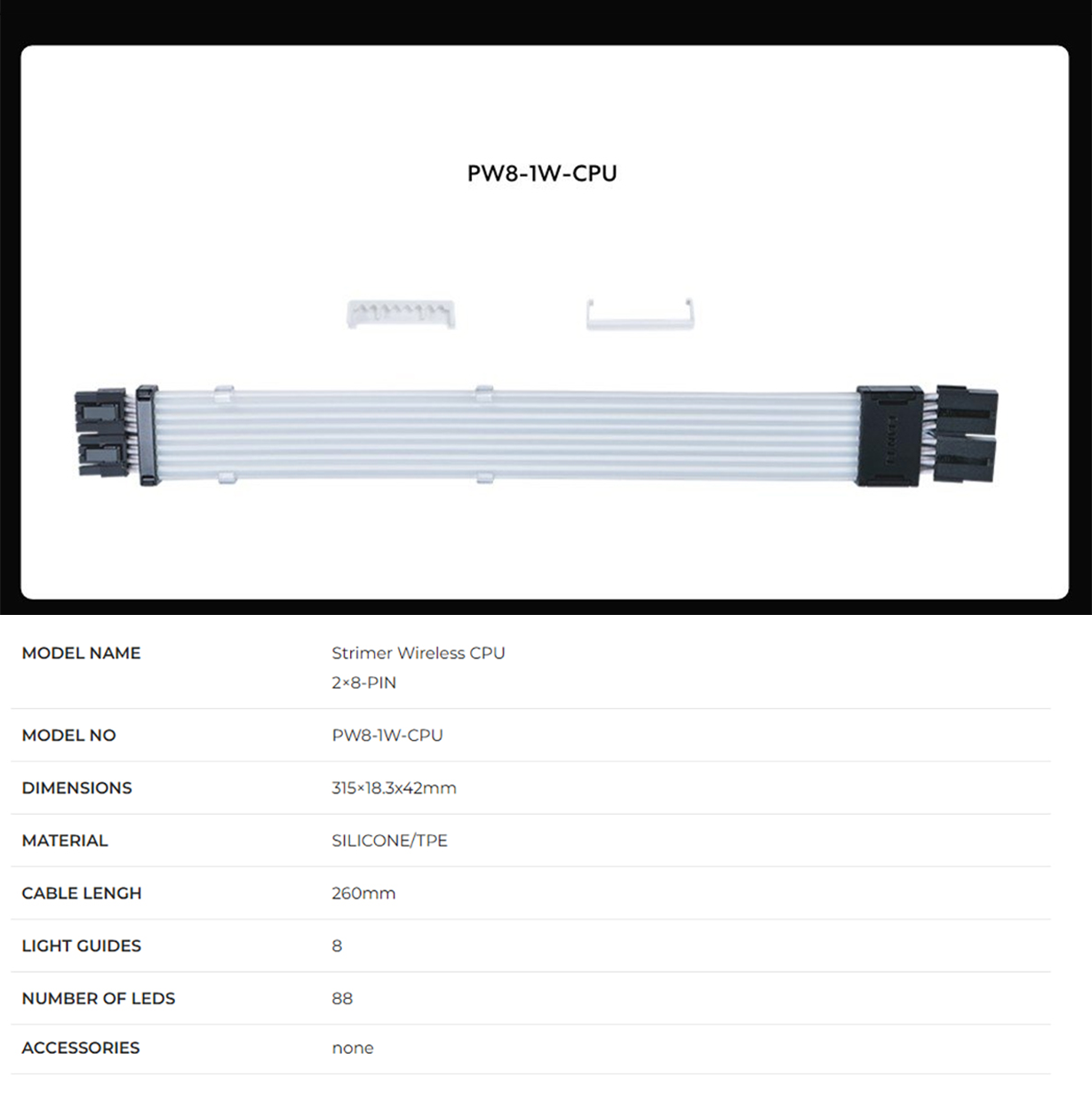 Lian Li Strimer Wireless CPU 2x8-PIN - PW8-1W-CPU | Mwave