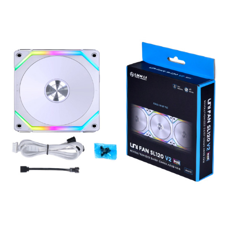 Lian-Li SLV2-1 UNI 120mm ARGB PWM Case Fan - White - 12SLV2-1W | Mwave