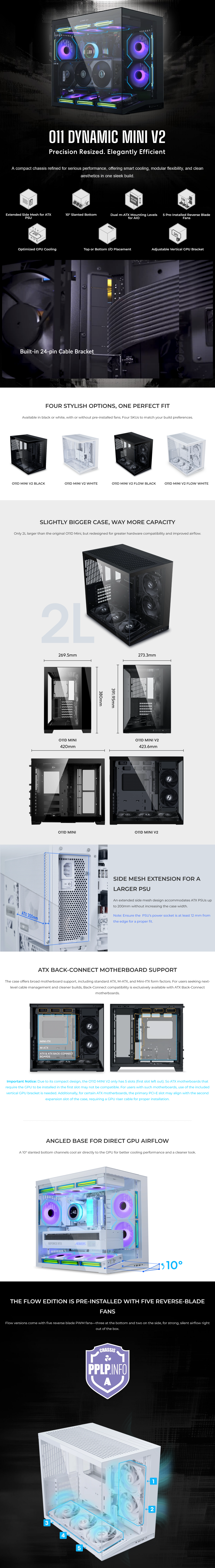 Lian-Li O11 DYNAMIC MINI V2 PC Case - Black - PC-O11DMIV2X | Mwave