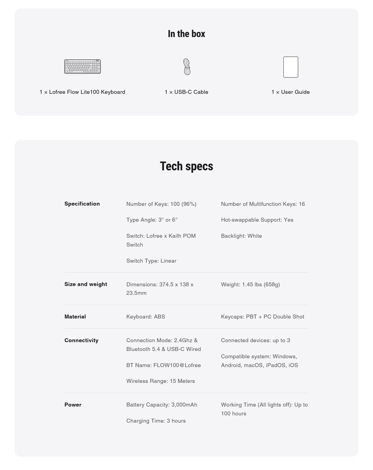 Lofree FLOW Lite100 Low-Profile Wireless Mechanical Keyboard - Specter ...