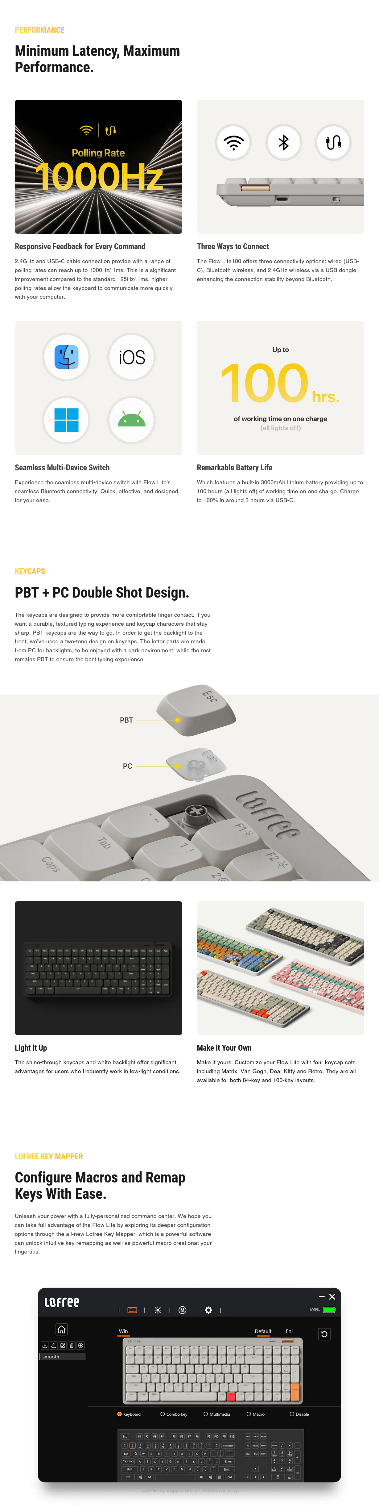 Lofree FLOW Lite100 Low-Profile Wireless Mechanical Keyboard - Specter ...