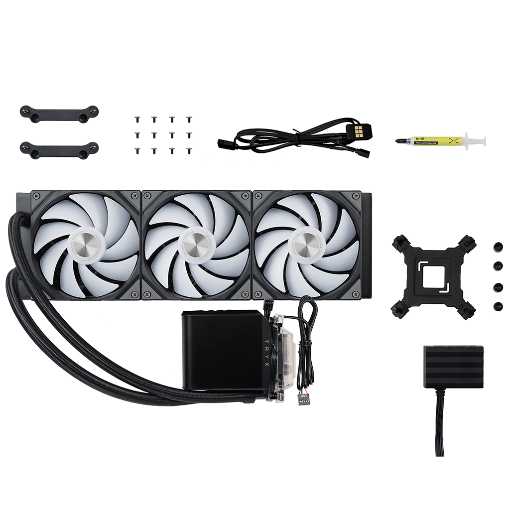 TRYX PANORAMA ARGB L-Shaped AMOLED 360mm Liquid CPU Cooler - Black - L ...
