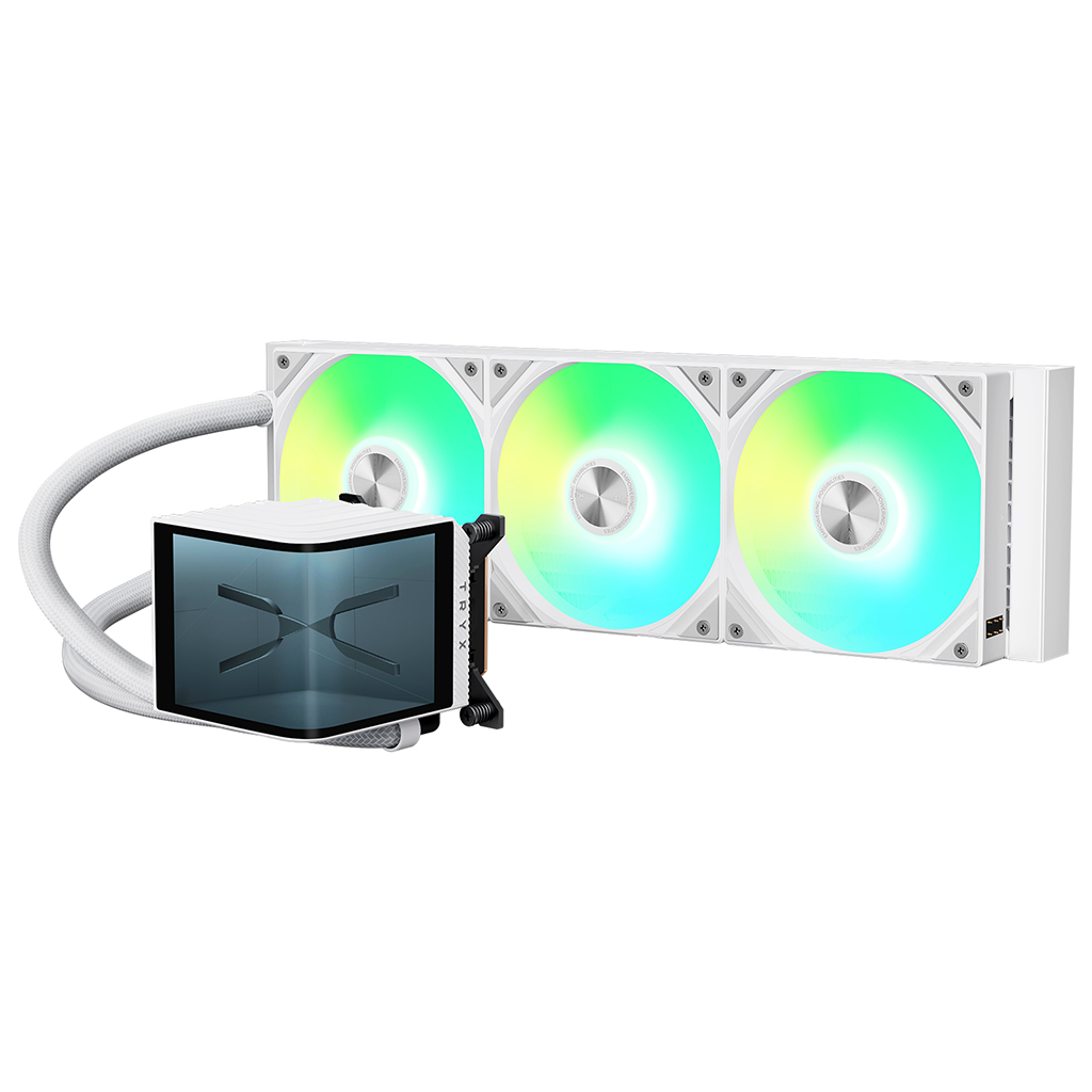 TRYX PANORAMA ARGB L-Shaped AMOLED 360mm Liquid CPU Cooler - White - L ...