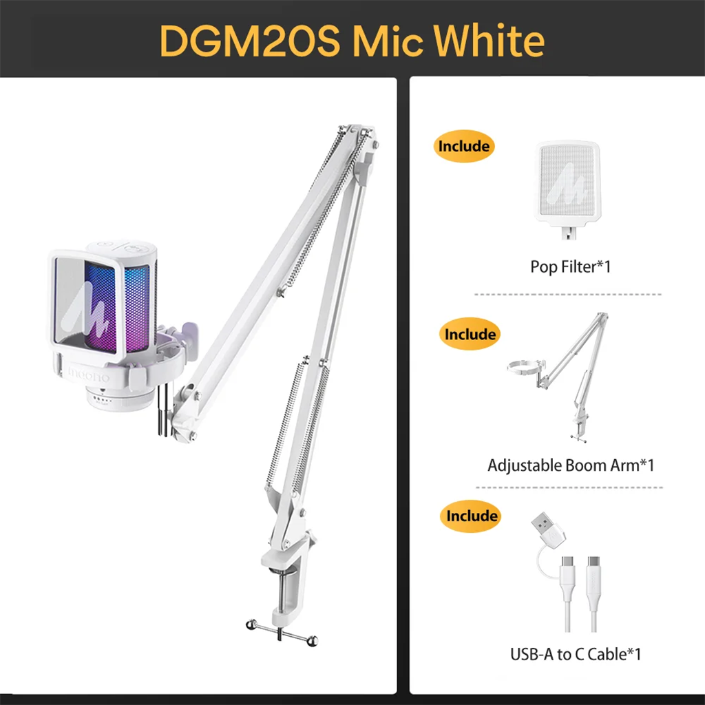 MAONO DGM20S Gamerwave Condenser USB Gaming RGB Microphone - White ...