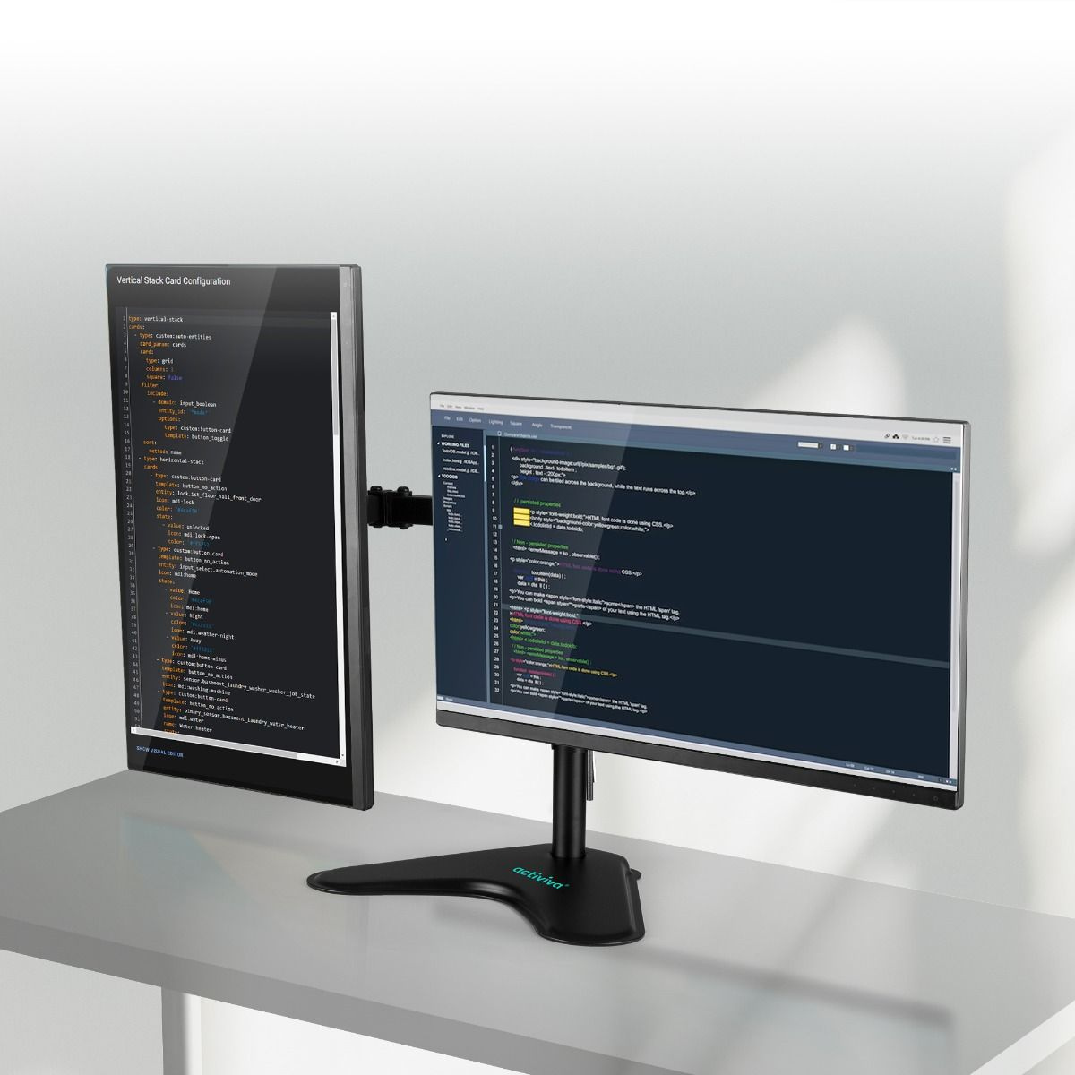 mbeat Activiva Dual-Screen Articulating Monitor Arm w/ Free-Standing ...