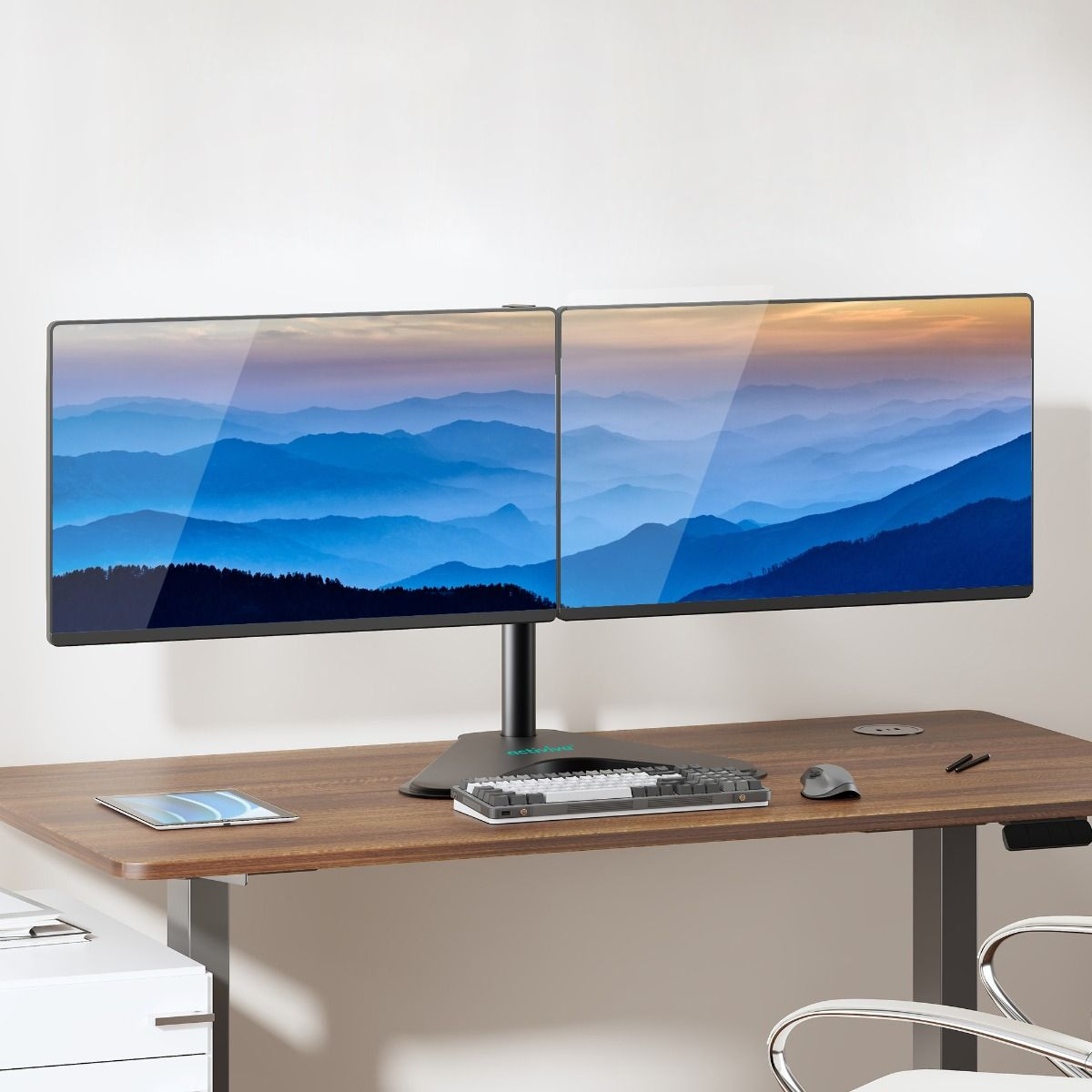 mbeat Activiva Dual-Screen Articulating Monitor Arm w/ Free-Standing ...