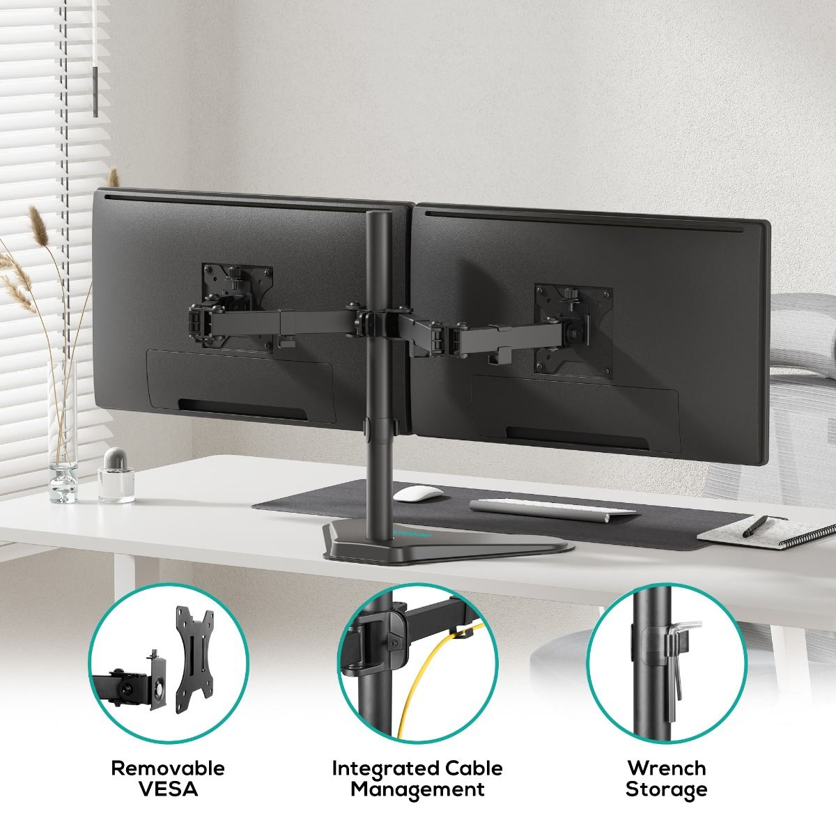 mbeat Activiva Dual-Screen Articulating Monitor Arm w/ Free-Standing ...