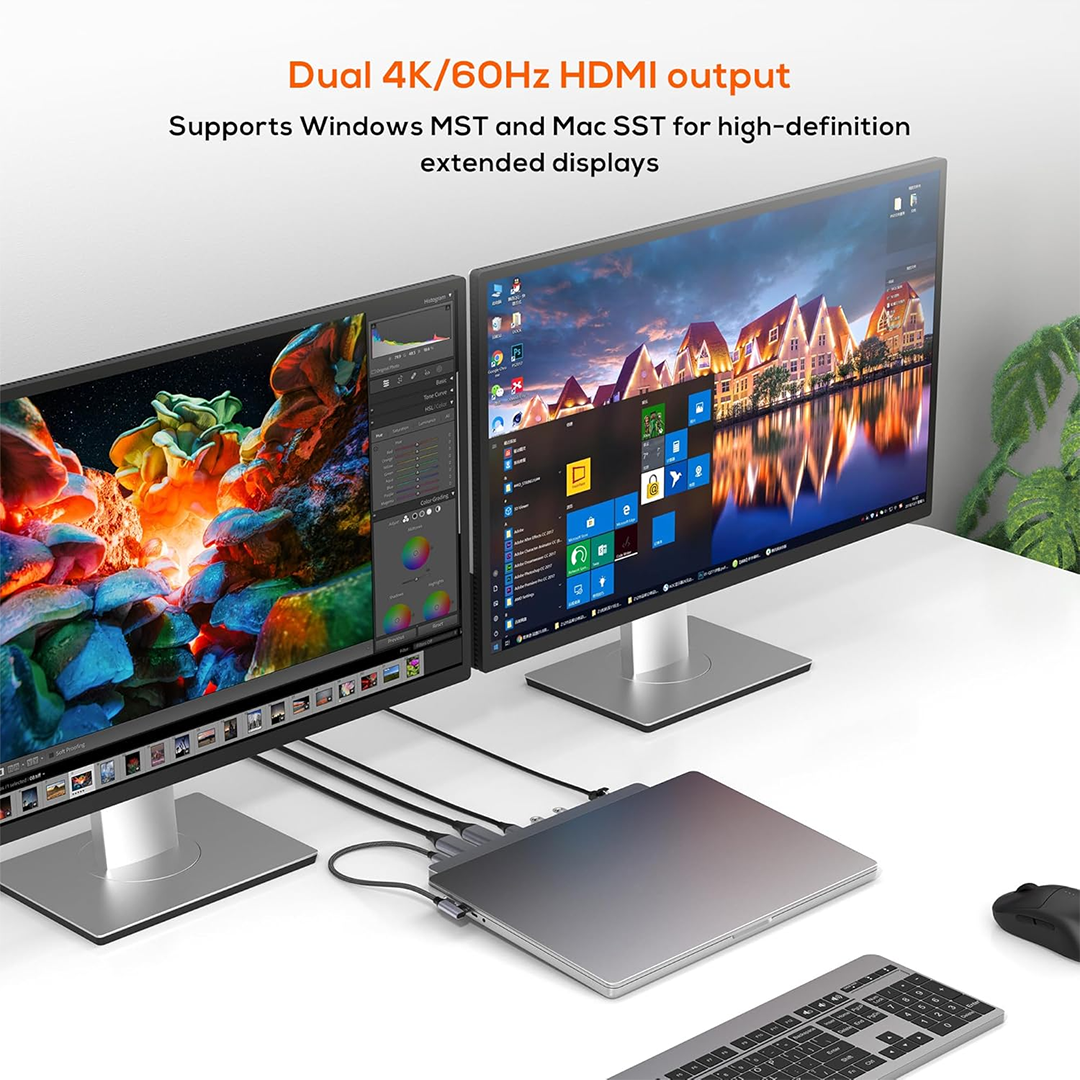 mbeat D12 Multi-Port Dual HDMI 4K USB-C Dock - MB-DOCK-D12 | Mwave