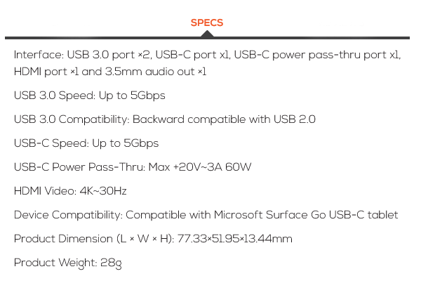 Mbeat Edge Go Multifunction USB C Hub For Microsoft Surface Go Tablet MB EGE G59GRY Mwave