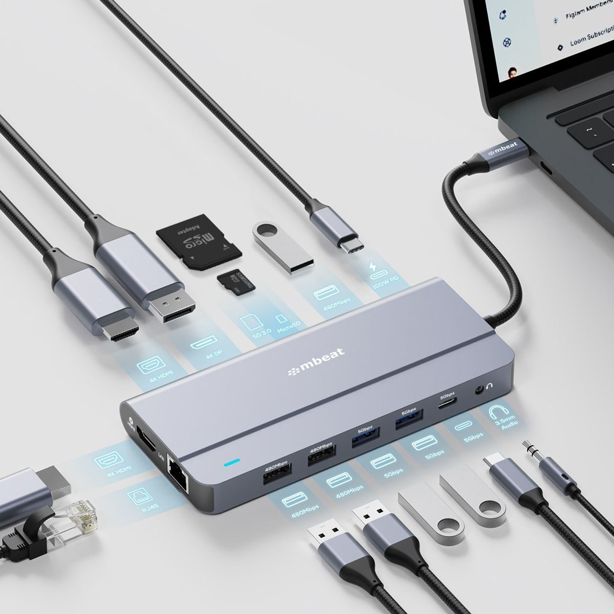 mbeat Elite X14 Triple 4K Display Multi-Port USB-C Hub - MB-UCD-X14 | Mwave