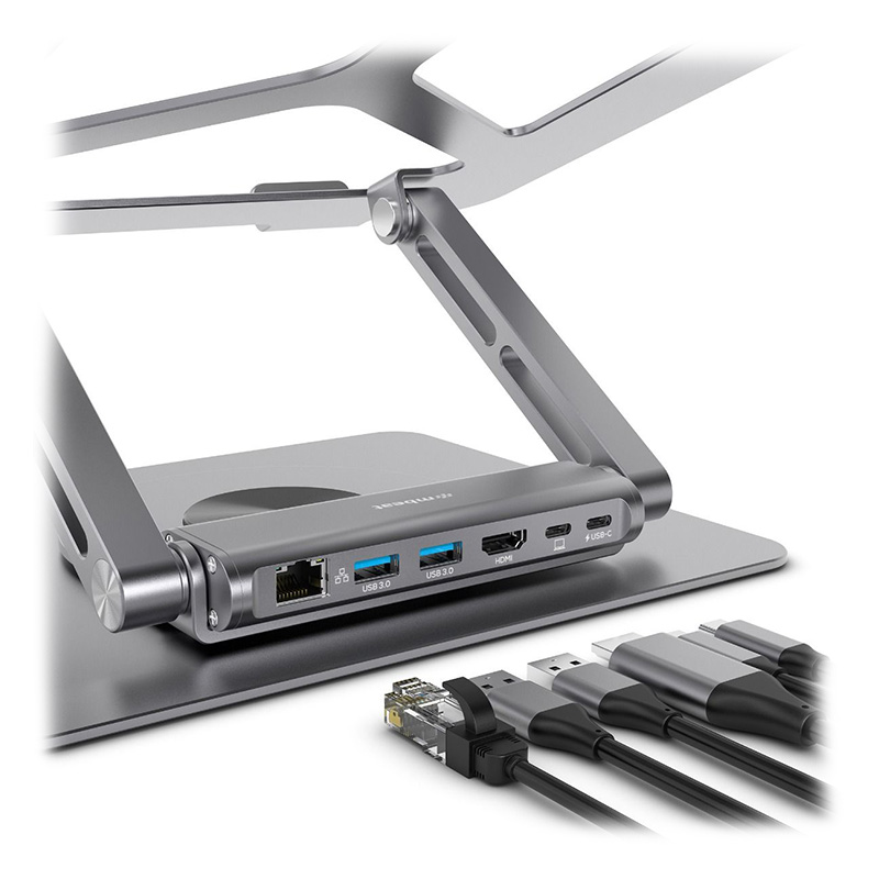 Mbeat Stage S12 Rotating Laptop Stand with USB-C Docking Station - MB ...