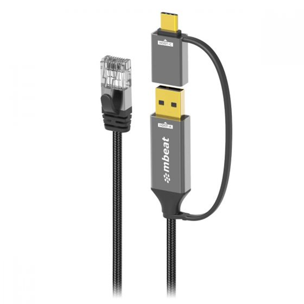 mbeat Tough Link 3m USB/USB-C to RJ45 Ethernet Cable - Space Grey - MB ...