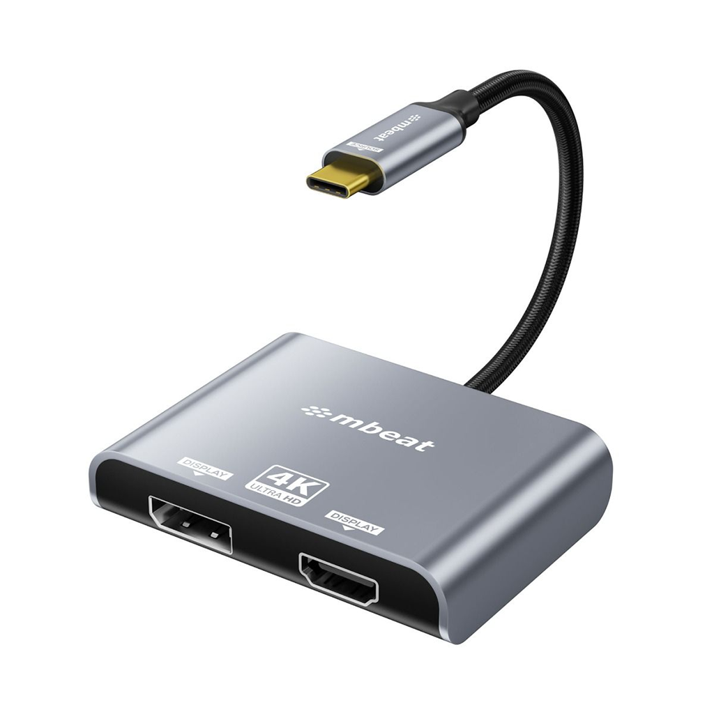 mbeat Tough Link USB-C to DP/HDMI Dual 4K/60Hz MST Adapter - Space Grey ...