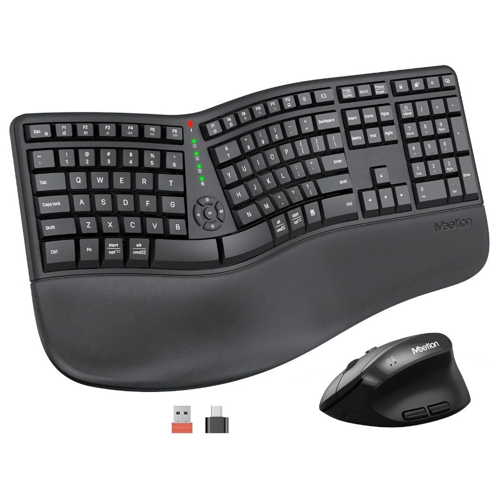 Meetion Ergonomic Wireless Wave Keyboard and Vertical Mouse Combo - MT ...