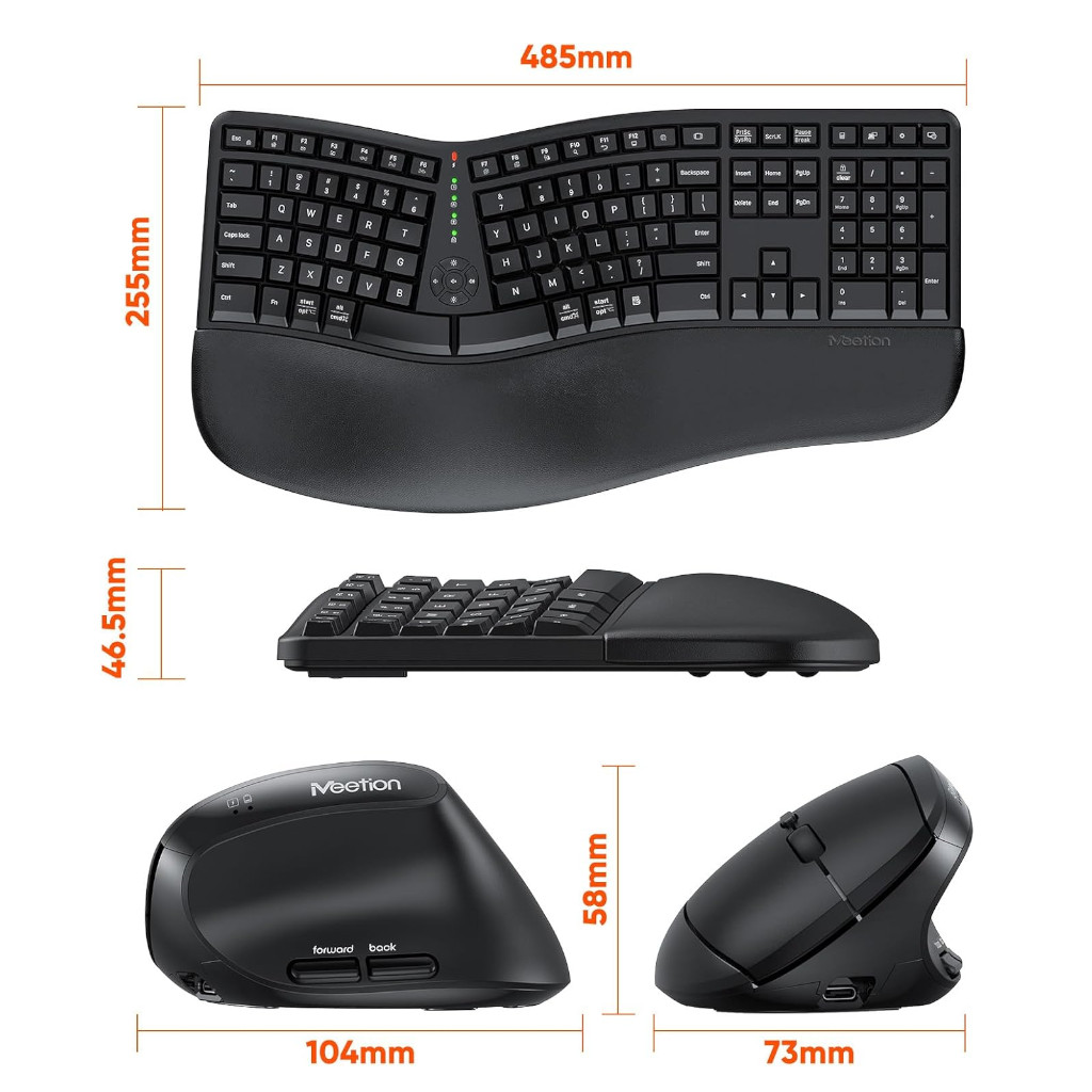 Meetion Ergonomic Wireless Wave Keyboard and Vertical Mouse Combo - MT ...